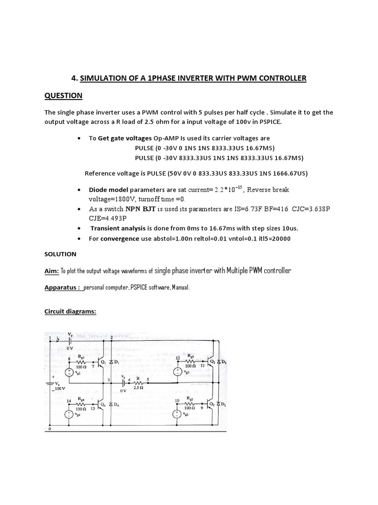 Single Phase Inverter PWM Simulation | PDF