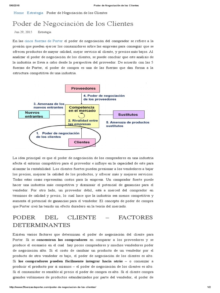 Poder de Negociación de Los Clientes | PDF | Ciencias económicas | Business
