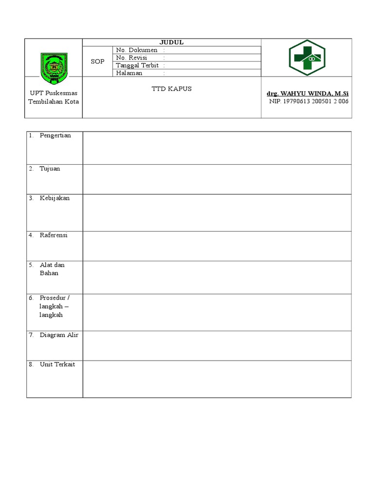 Format Tabel Sop Tindakan | PDF