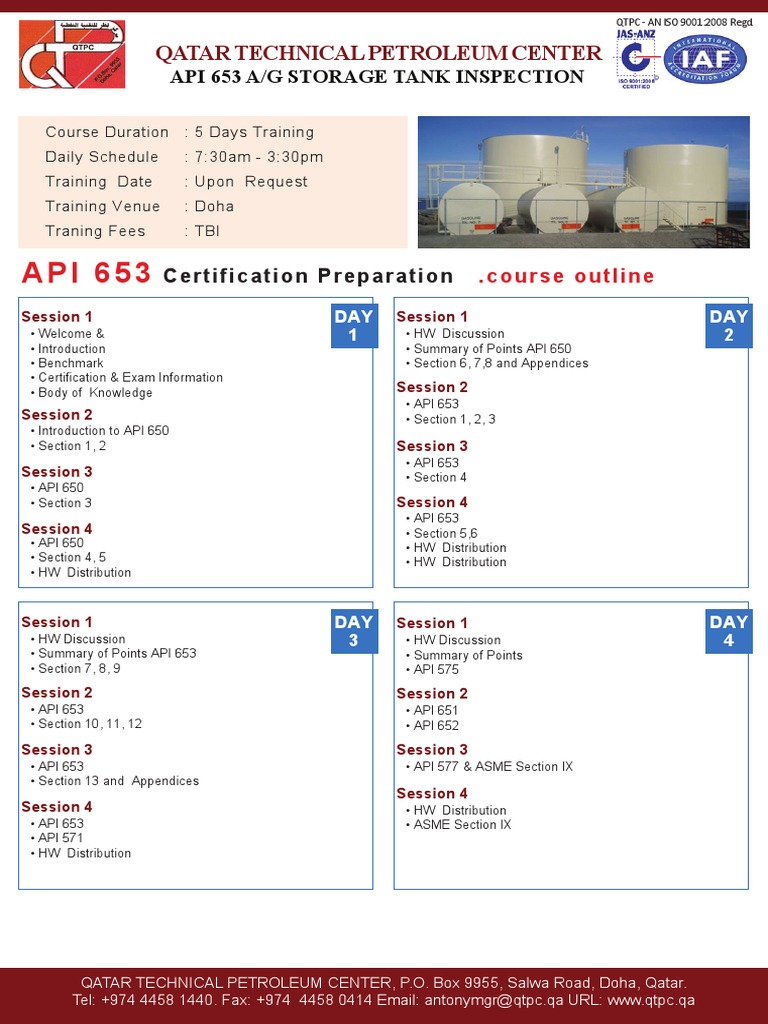 API 653 Above Ground Storage Tank Inspection | PDF | Quality Assurance ...