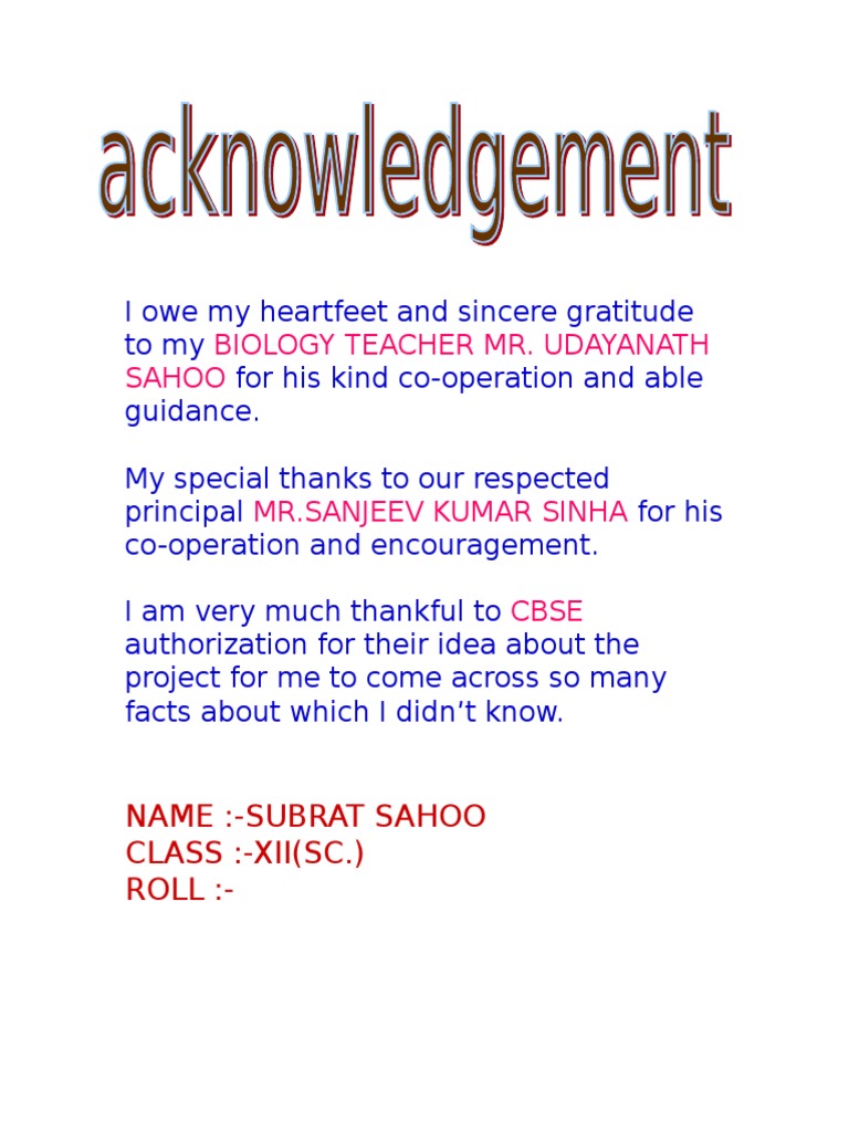 Bio Acknowledgement Page For Investigaory Project Pdf Spore Mycology