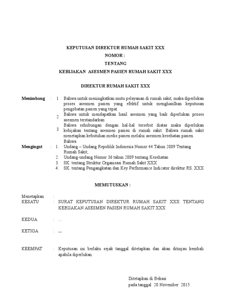 Contoh SK Revisi Kebijakan Baru | PDF
