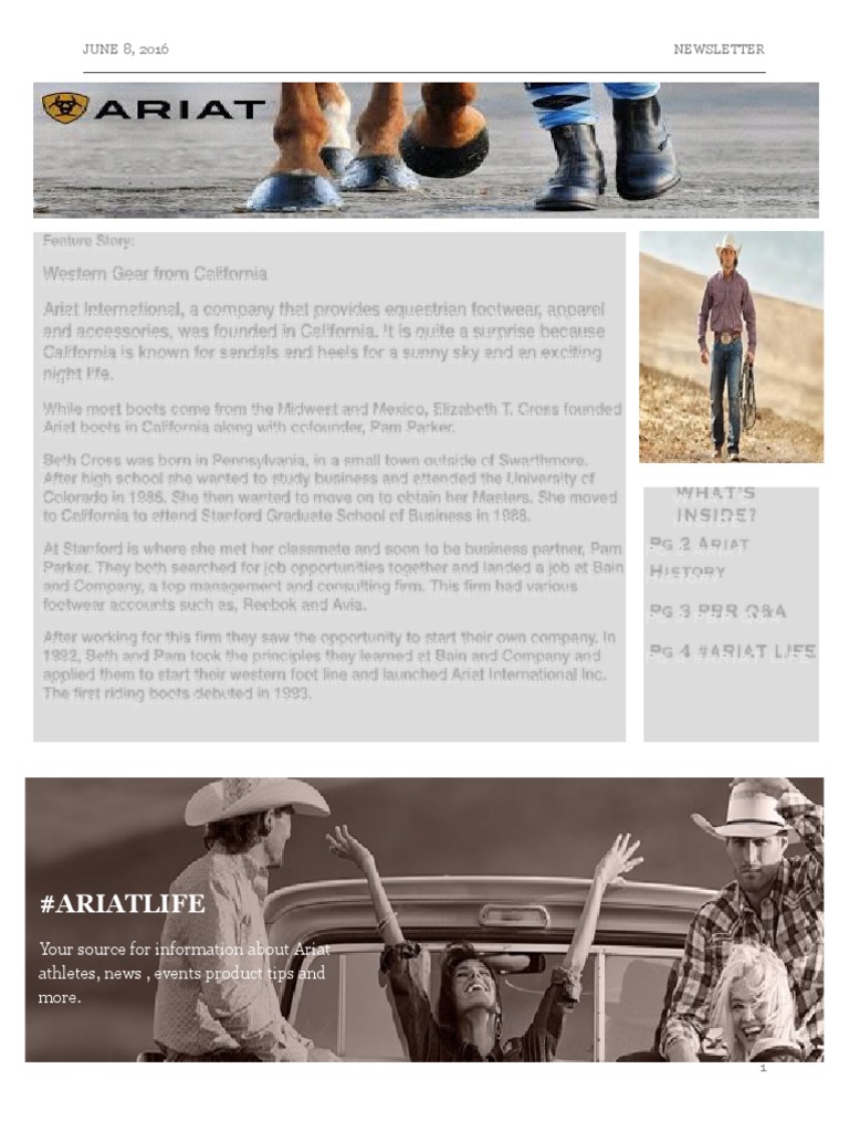 Founders of Ariat: Beth Cross & Pam Parker | PDF | Footwear | Dressage