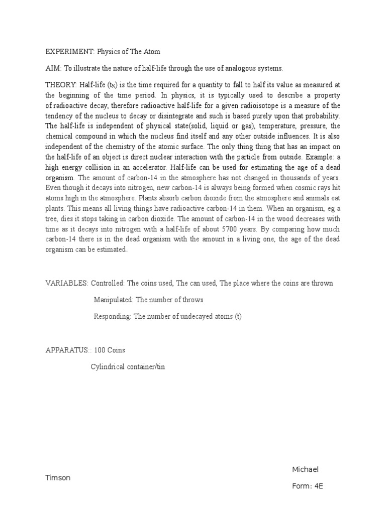 Coin Lab | PDF | Radioactive Decay | Nuclear Physics