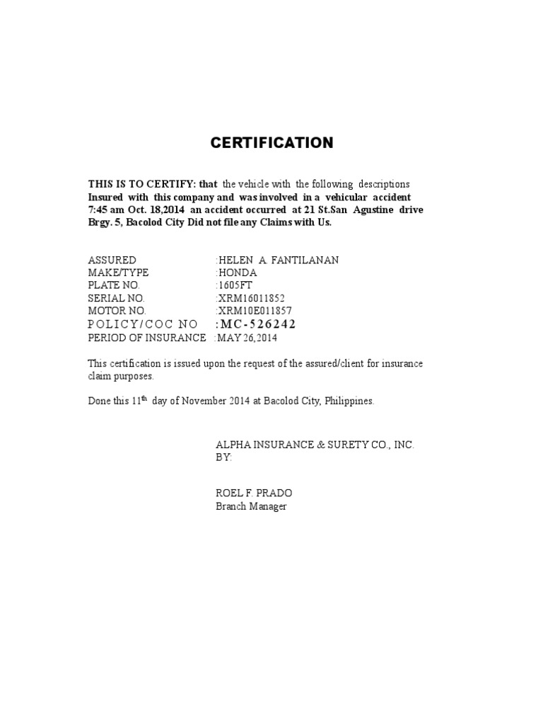 Certificate of No Claim | PDF