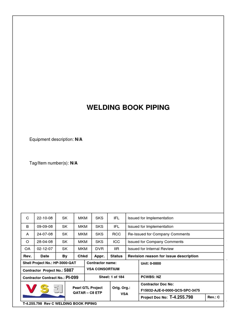 Pearl GTL Project Welding Book | PDF | Nondestructive Testing | Welding