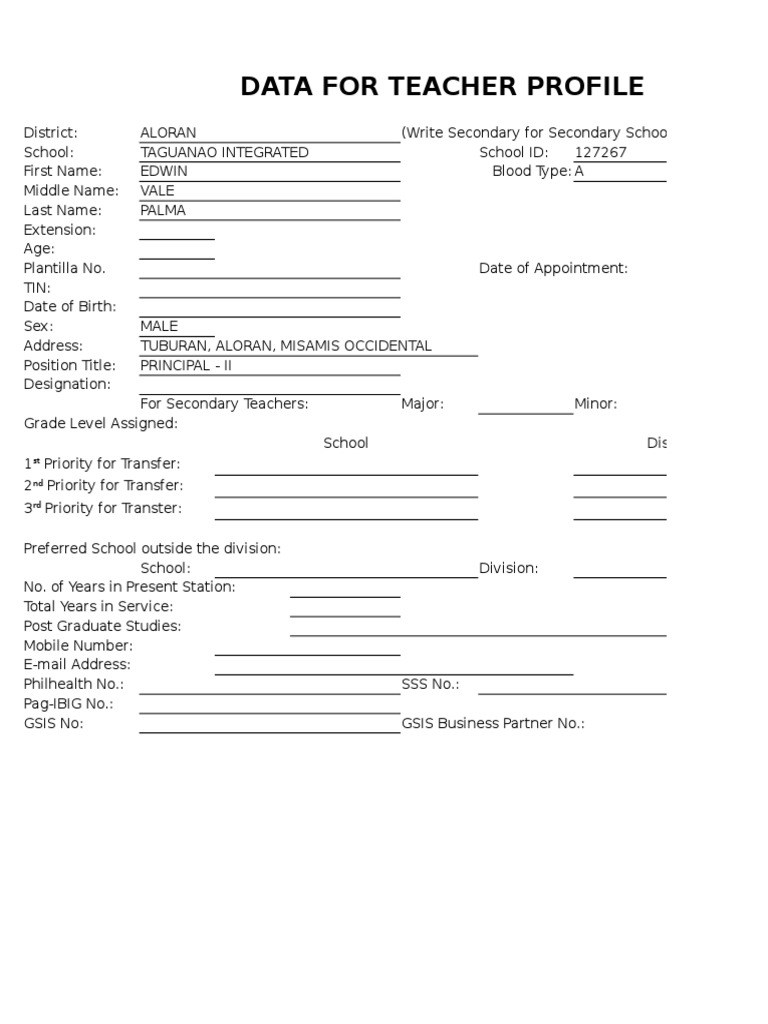 Teacher Profile Data Collection | PDF | The United States | Public ...