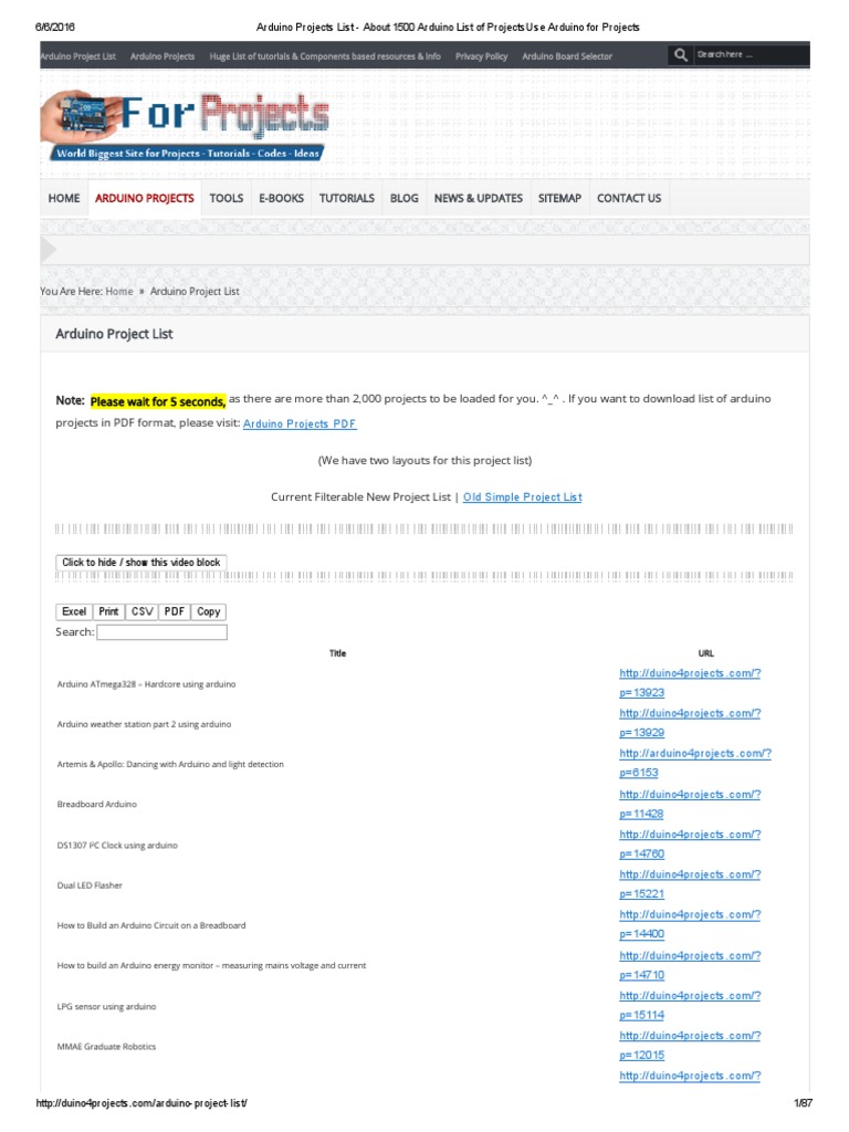 Arduino Projects List About 2175 Arduino Projects Pdf Arduino Electrical Engineering