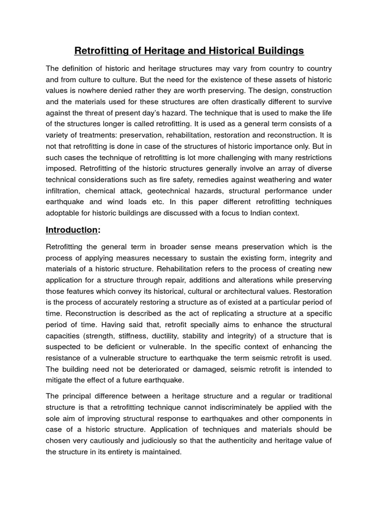 Retrofitting of Heritage and Historical Buildings | PDF | Concrete ...