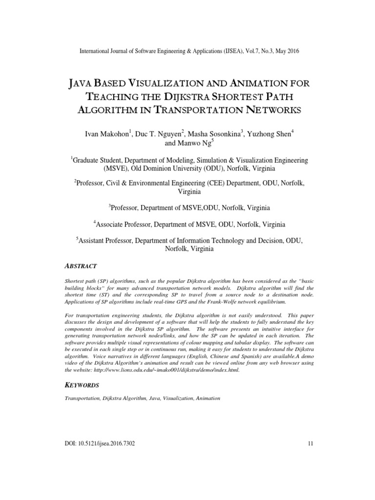 Java Based Visualization and Animation For Teaching The Dijkstra ...
