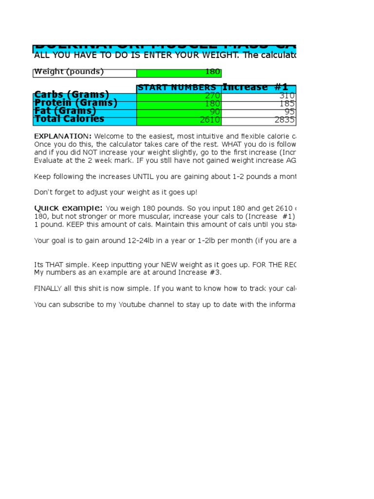 Lean Bulk Calculator 3 | PDF | Calorie | Muscle Lean Bulk Calculator 3 | PDF | Calorie | Muscle