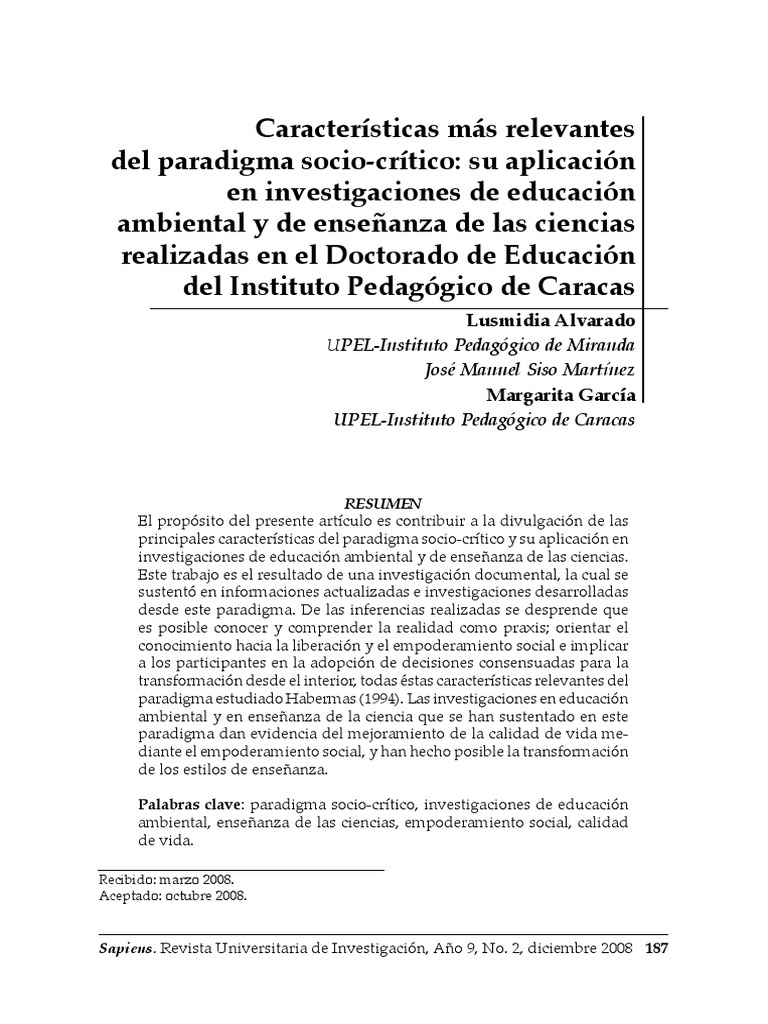 Caracteristicas Mas Relevantes Del Paradigma Sociocritico | PDF ...