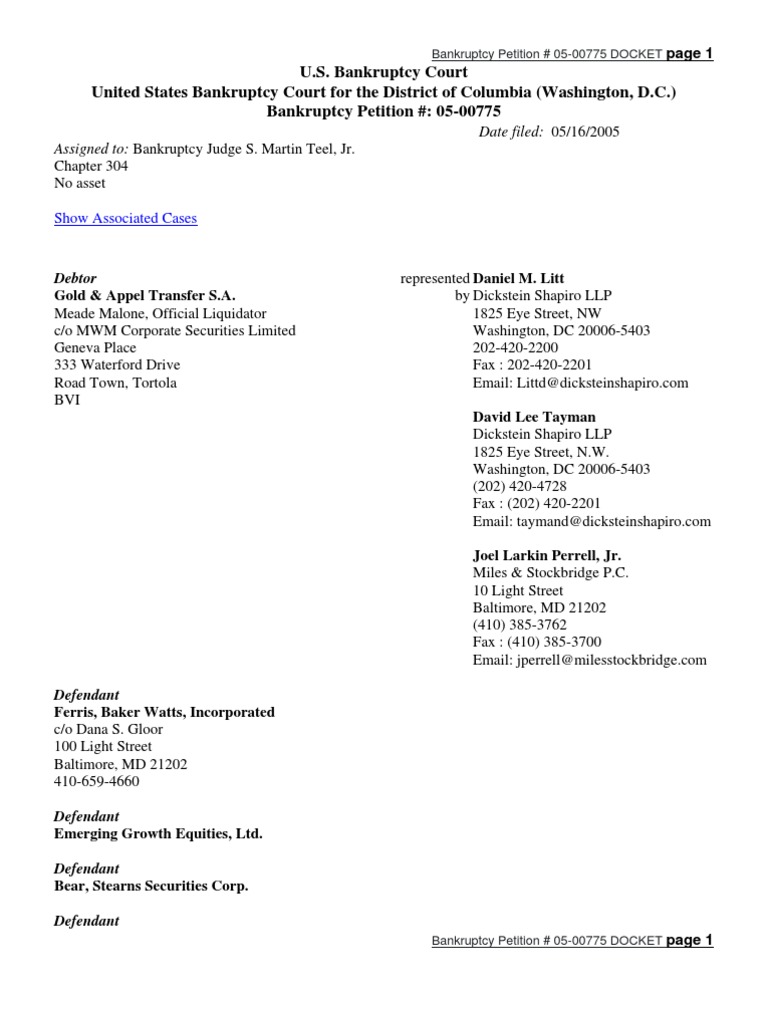 Bankruptcy Docket 05-00775 DOCKET 35 Pages 2010 | PDF | Bankruptcy In ...
