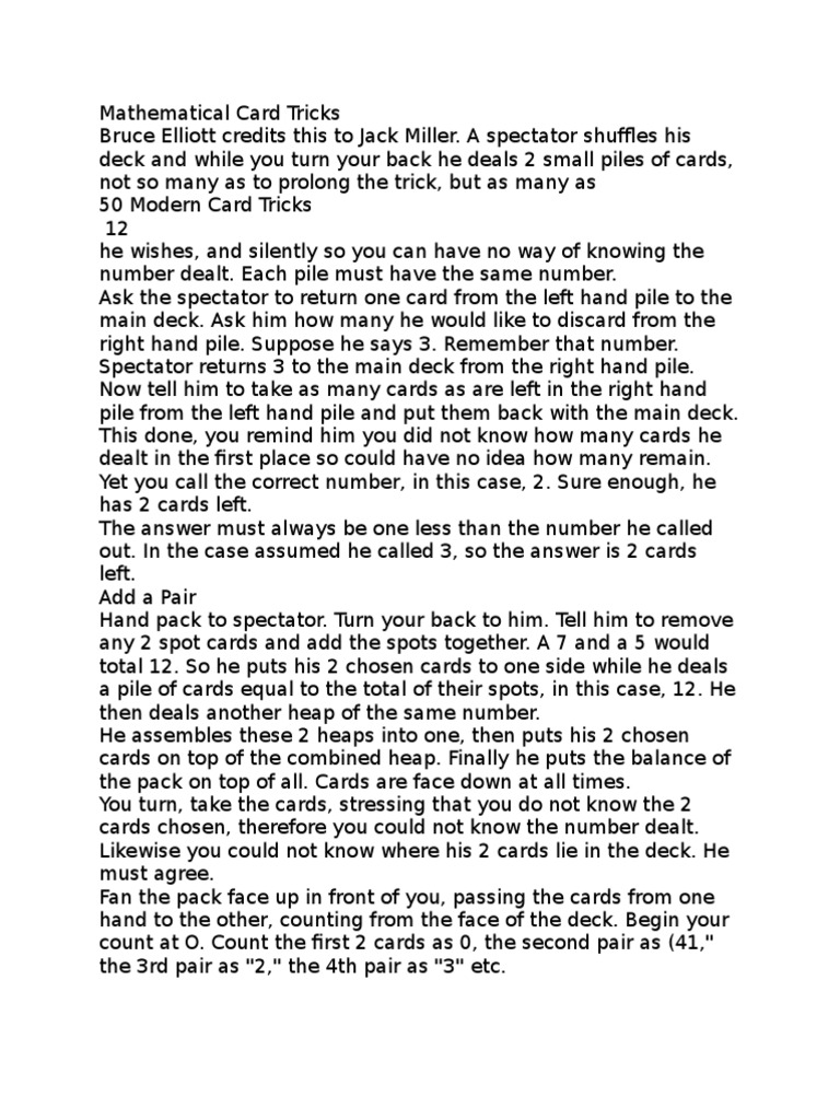 Mathematical Card Tricks | PDF | Playing Cards | Collecting