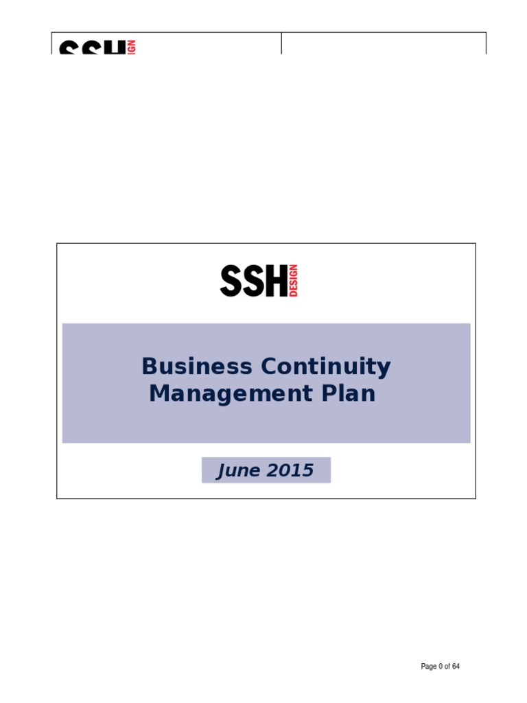 Business Continuity Management Plan Version 1.0. | PDF | Business ...