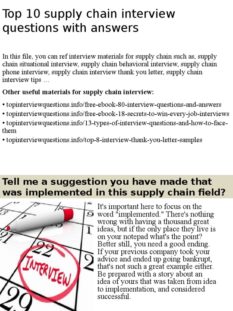 Top 10 Supply Chain Interview Questions With Answers | Download Free ...