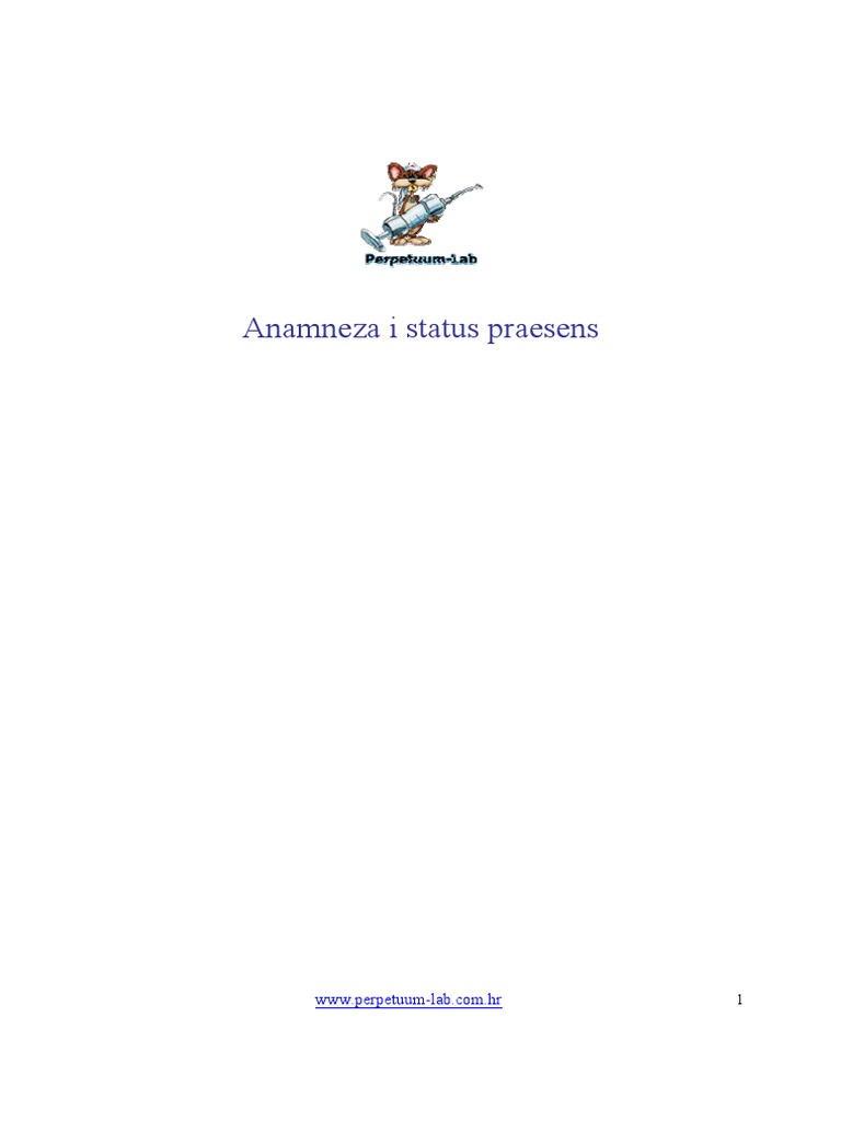 Anamneza I Status Praesens | PDF
