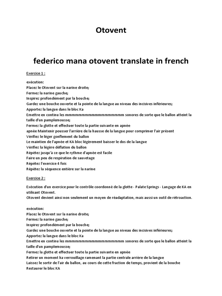 Exercices Pratiques avec Otovent | PDF | Des sports | La nature