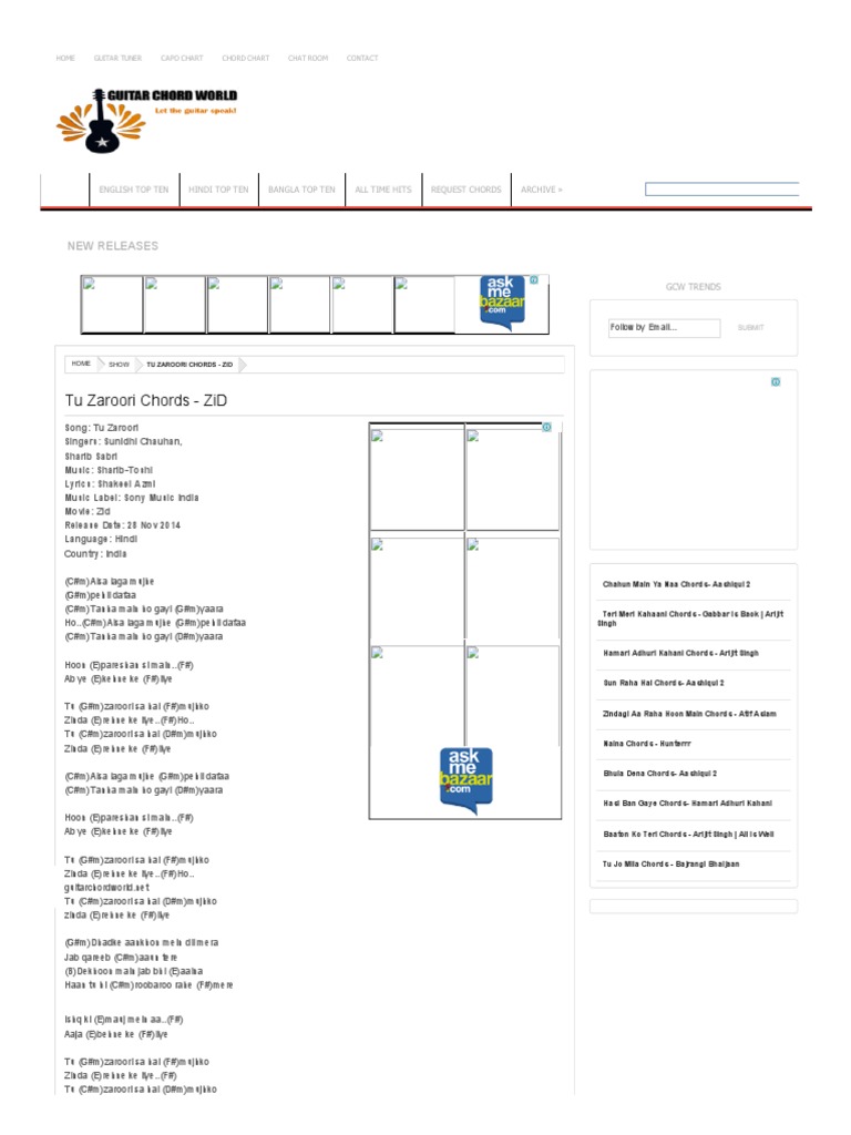 Tu Zaroori Chords and Lyrics Guide | PDF | Entertainment (General)