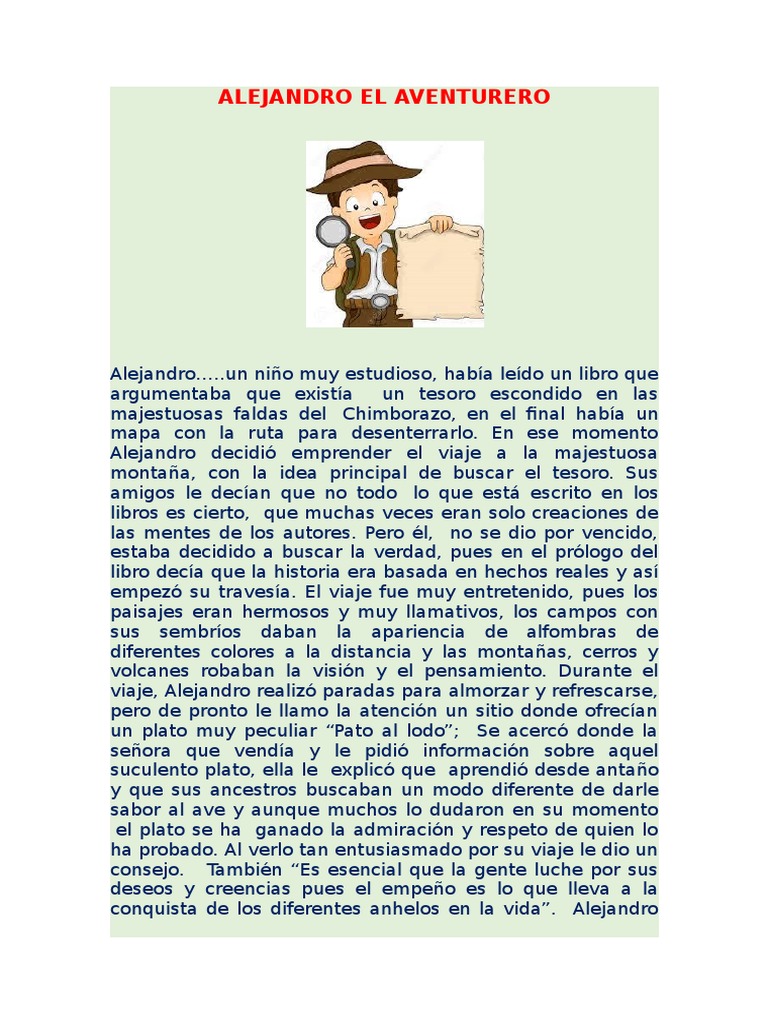 Alejandro y su búsqueda del tesoro | PDF | Ocio