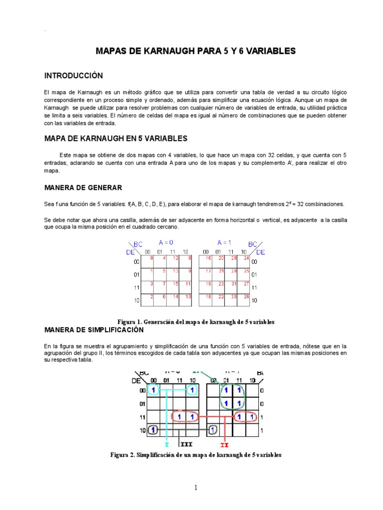 Mapas de Karnaugh para 5 y 6 Variables | PDF | Matemáticas Aplicadas | Lógica