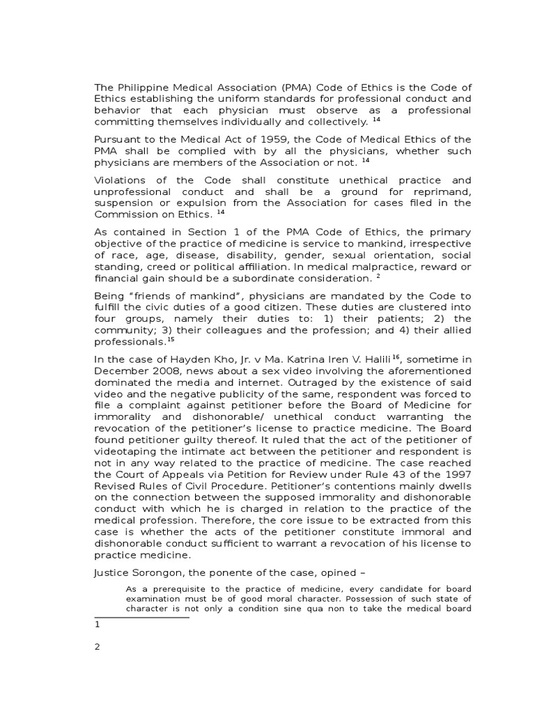 Philippine Medical Association Code of Ethics and Physician Conduct ...