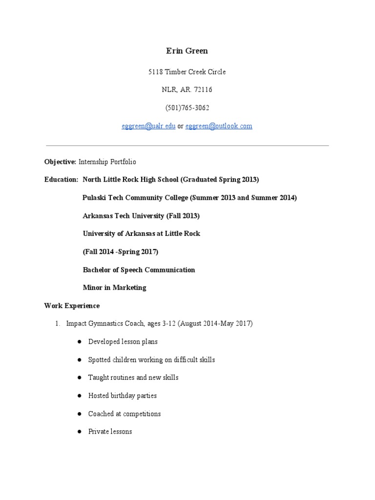 Erin Green's Internship Portfolio | PDF | Art