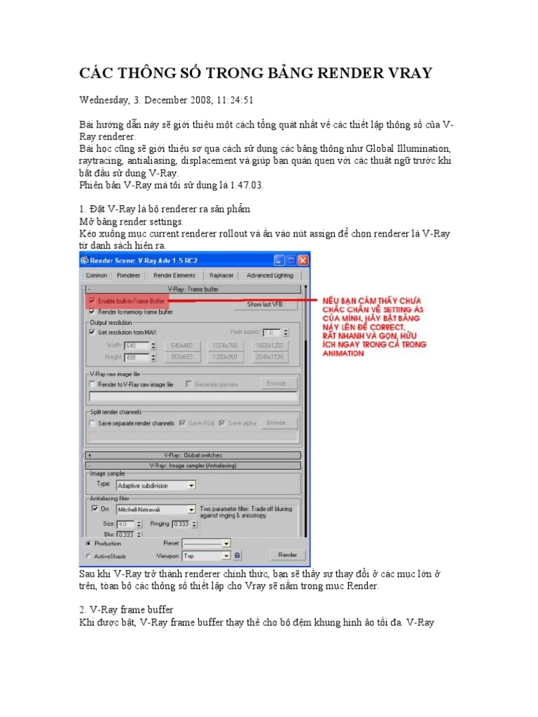 Các Thông S Trong B NG Render Vray | PDF