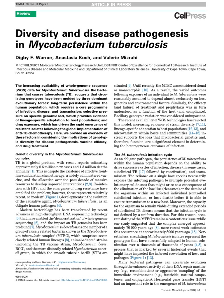 Tuberculosis Patogenesis Warner2014 | PDF | Mycobacterium Tuberculosis ...