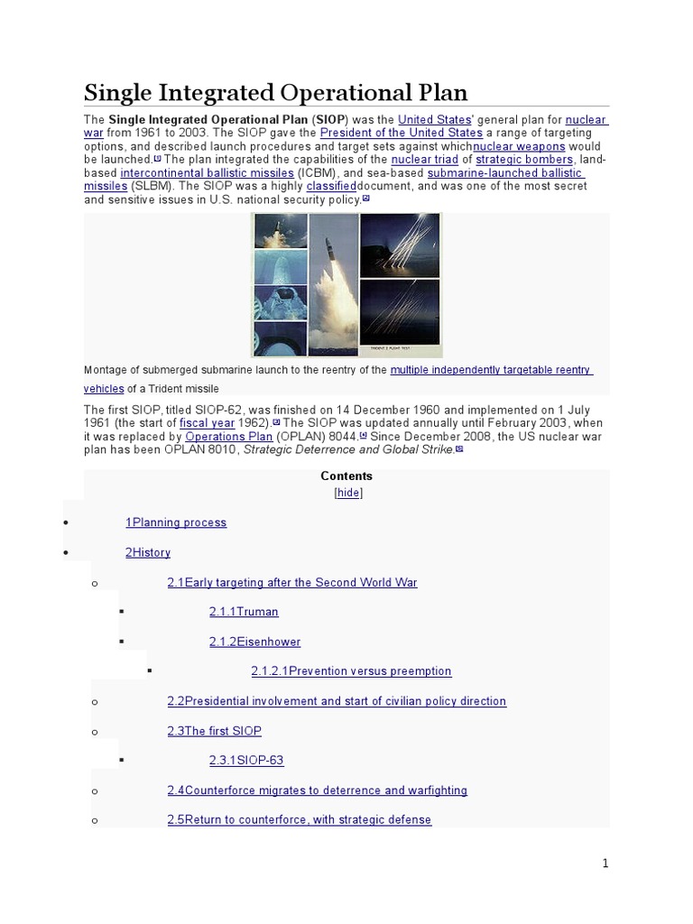Single Integrated Operational Plan | PDF | Strategic Air Command ...