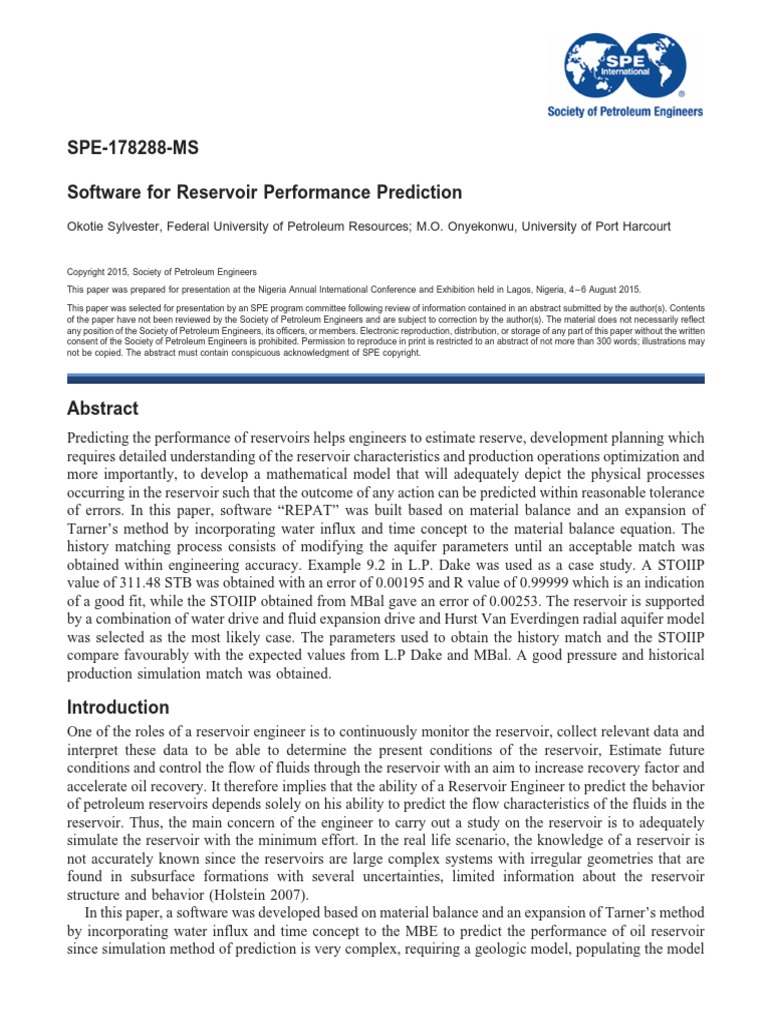 Software For Reservoir Performance Prediction | PDF | Petroleum ...