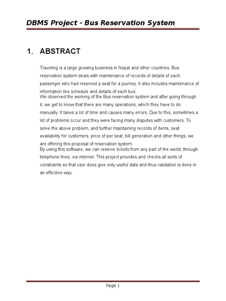 Bus Reservation System Project Overview | PDF | Bus | Databases