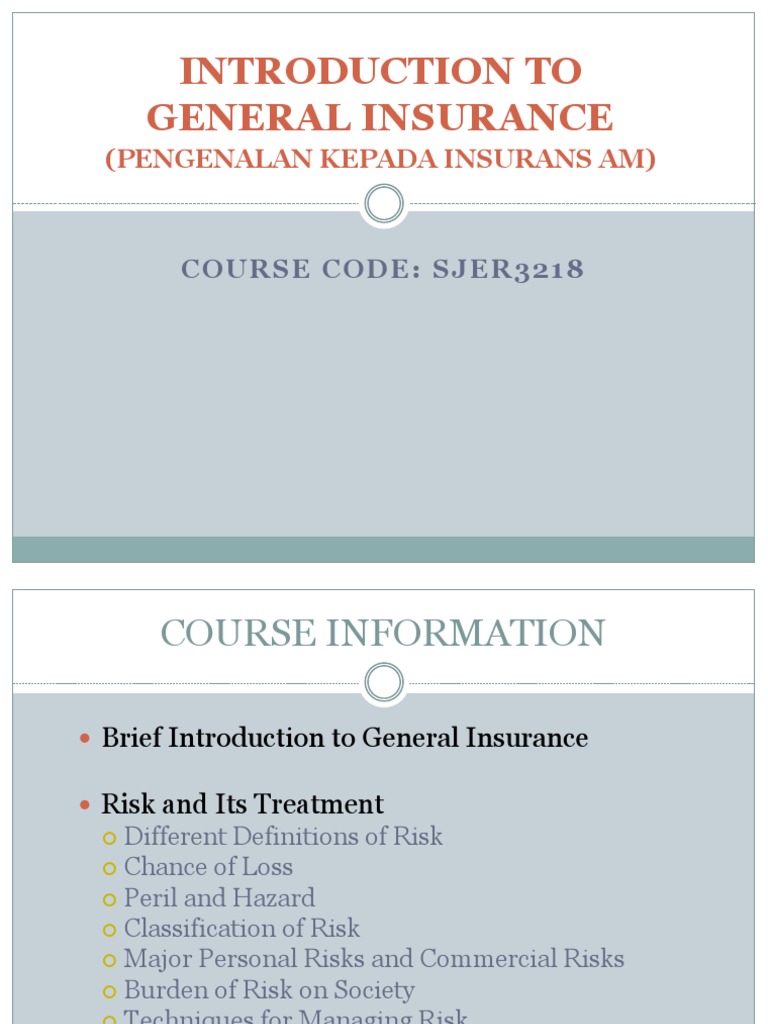 c1 - Brief Introduction To General Ins. | PDF