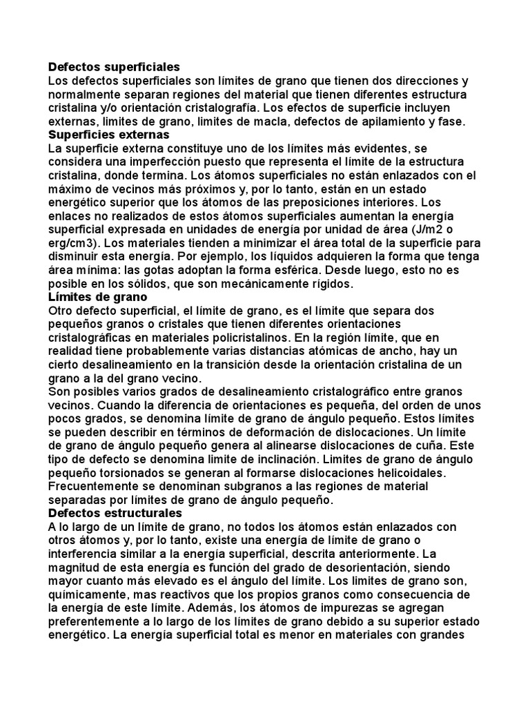 1.3 Defectos Superficiales | Dislocación | Metales