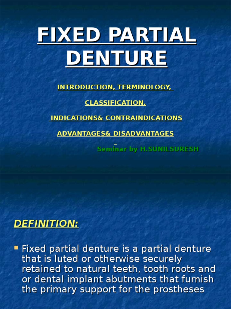 Fixed Partial Denture Classification Guide | PDF | Dental Implant ...
