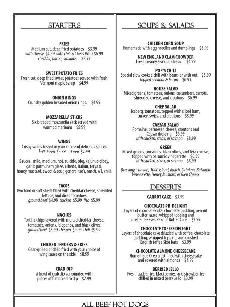 Baby Hughy's Rock Spring Menu | PDF | Salad | Hamburgers