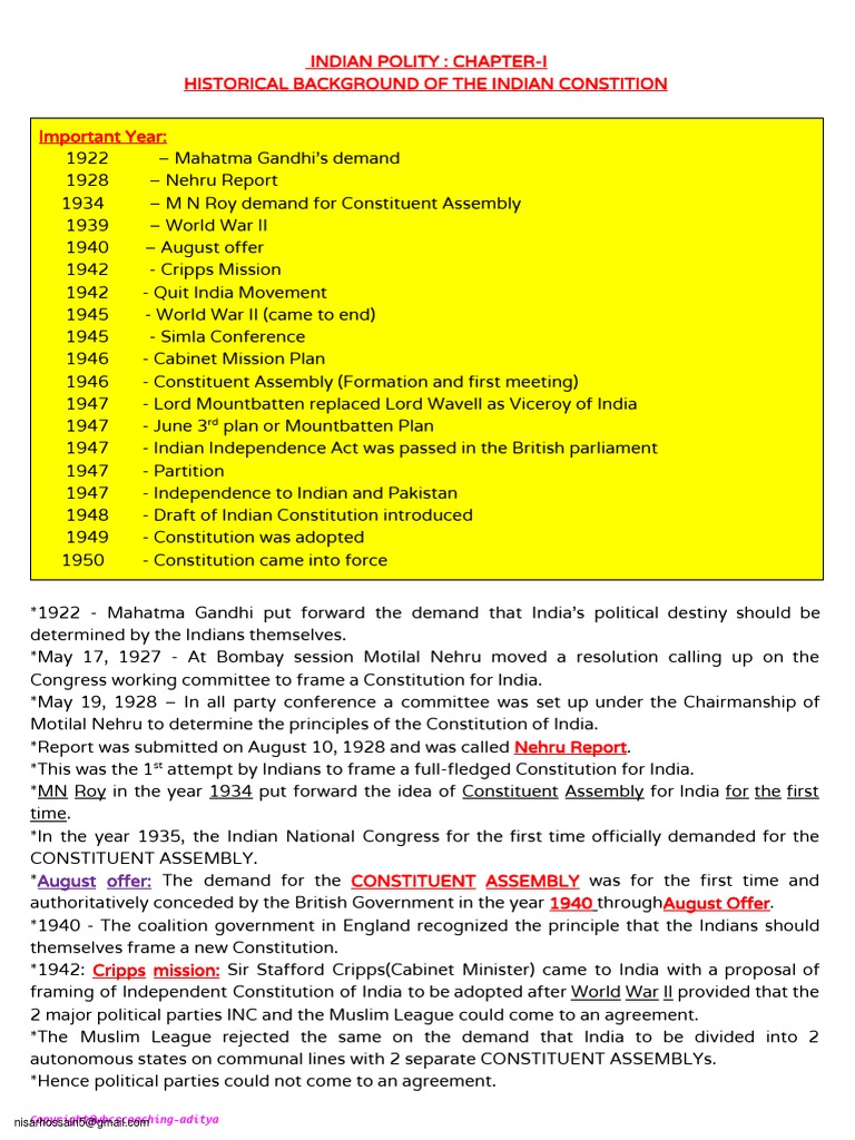 Indian Polity: Chapter-I Historical Background of The Indian Constition ...
