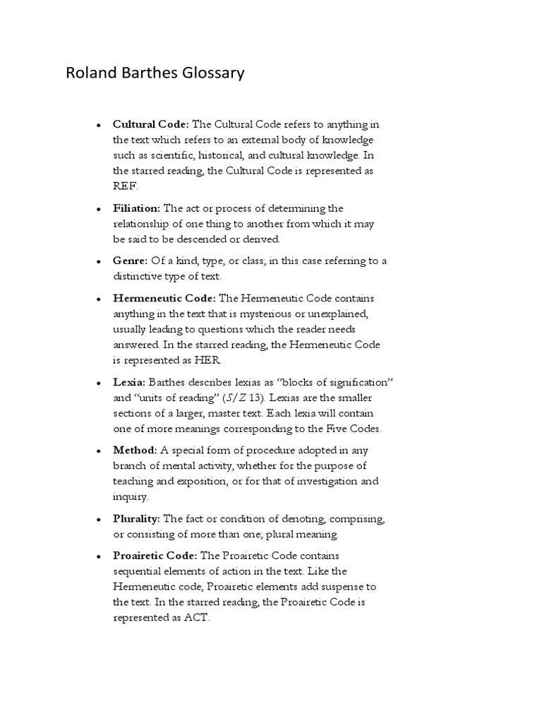 Roland Barthes' Semiotic Theory: An Analysis of Key Concepts from His ...