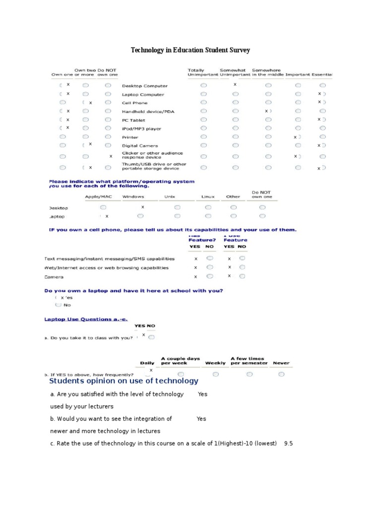 Student Survey on Technology Use | PDF