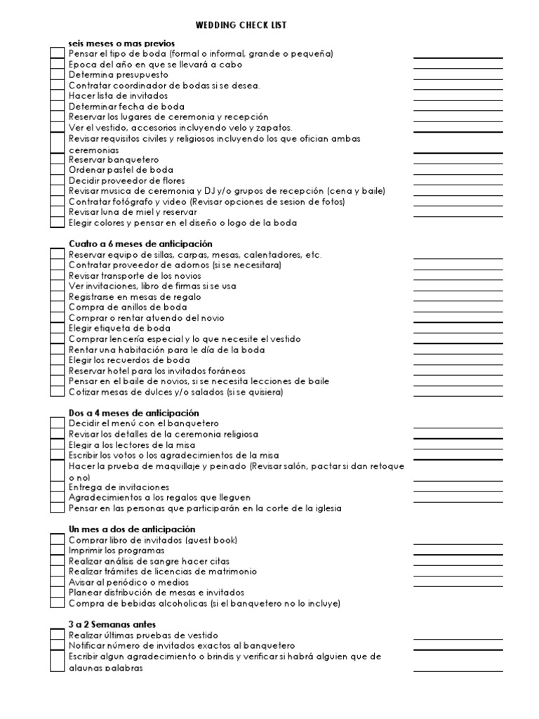 BODA Checklist | PDF | Boda | Ocio