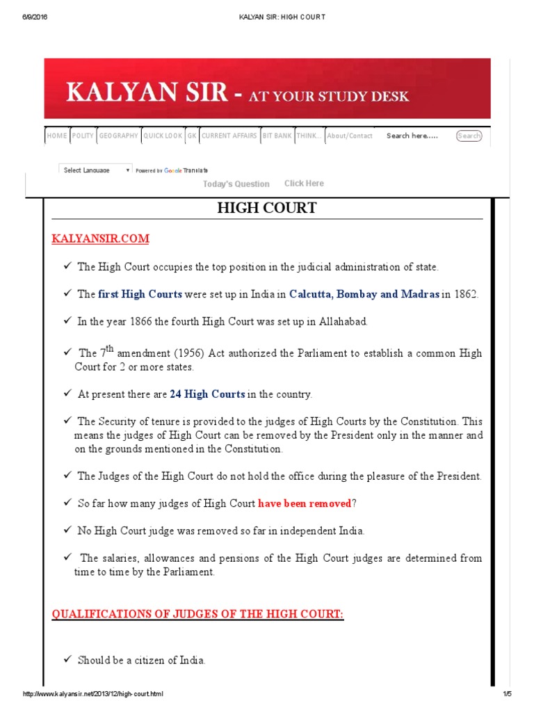 Kalyan Sir - High Court | PDF | Supreme Courts | Judge