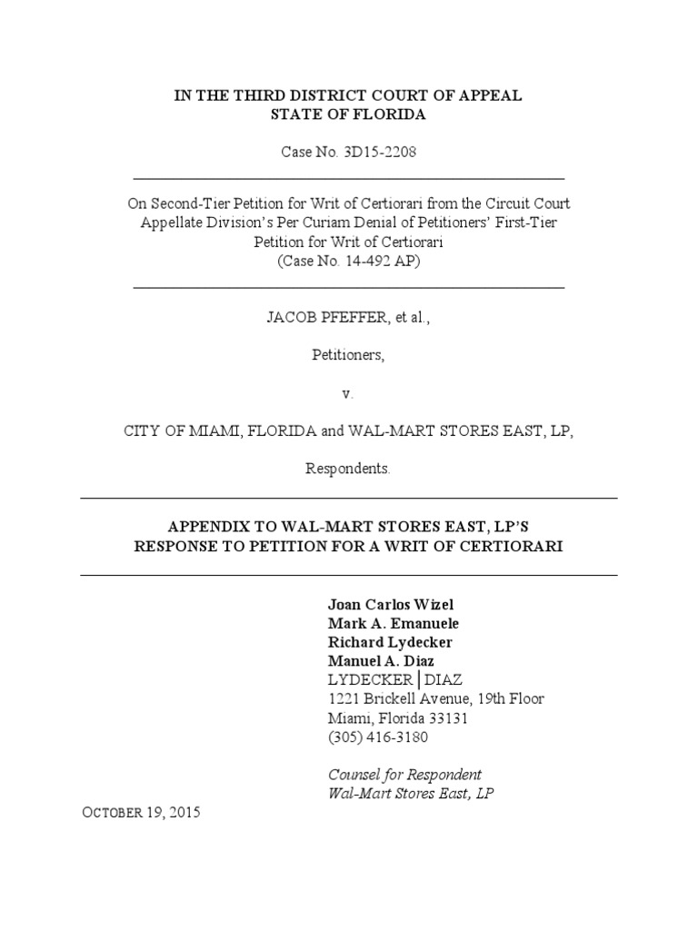 2015-10-19 Appendix to Response to Petition for Writ of Certiorari | Standard Of Review | Appeal