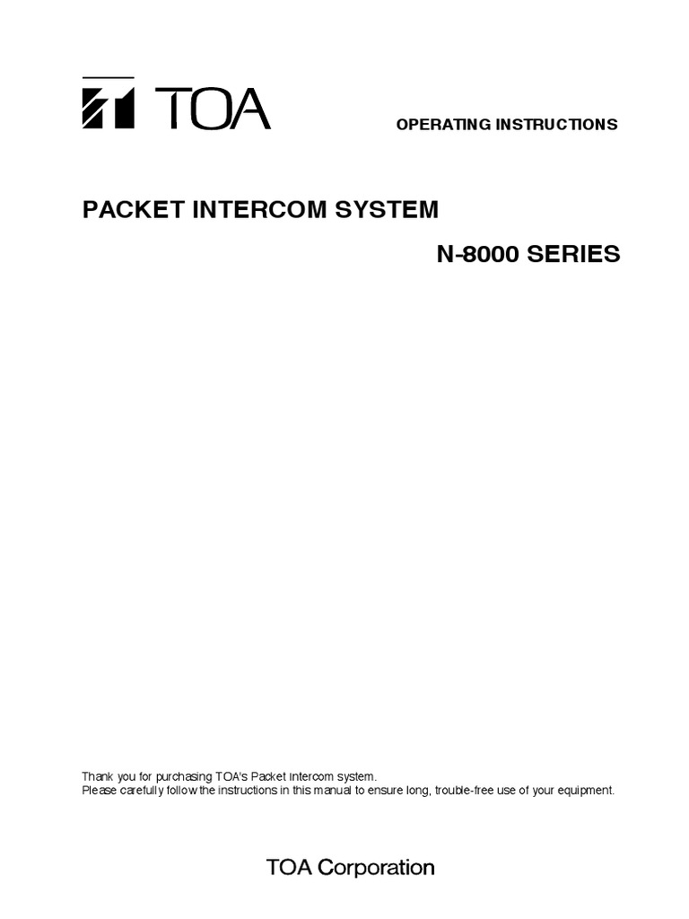 Packet Intercom System N-8000 SERIES: Operating Instructions | PDF ...