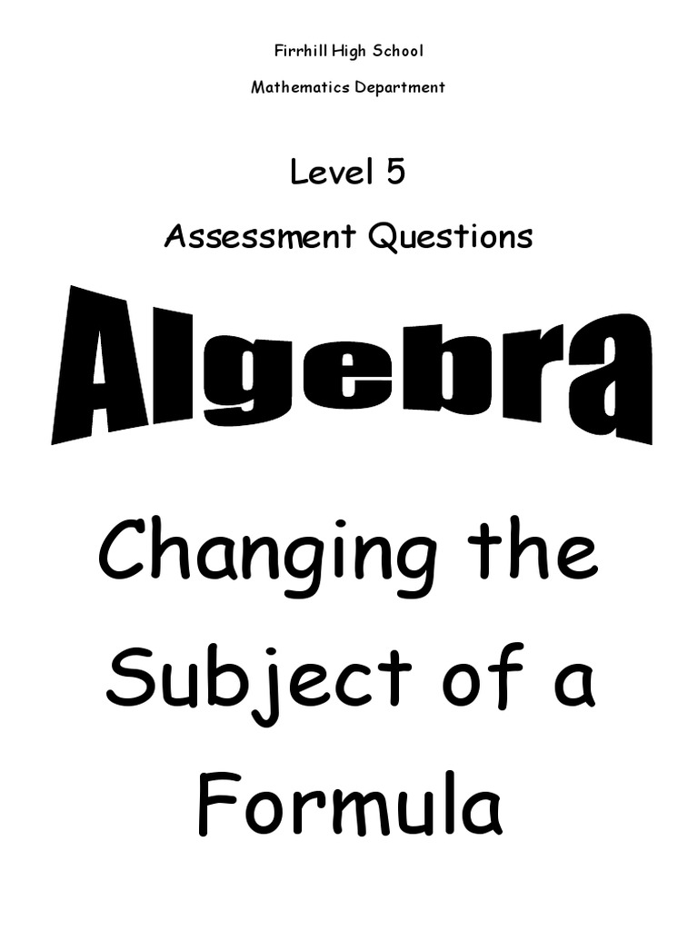 Level 5 Algebra Formula Questions | PDF