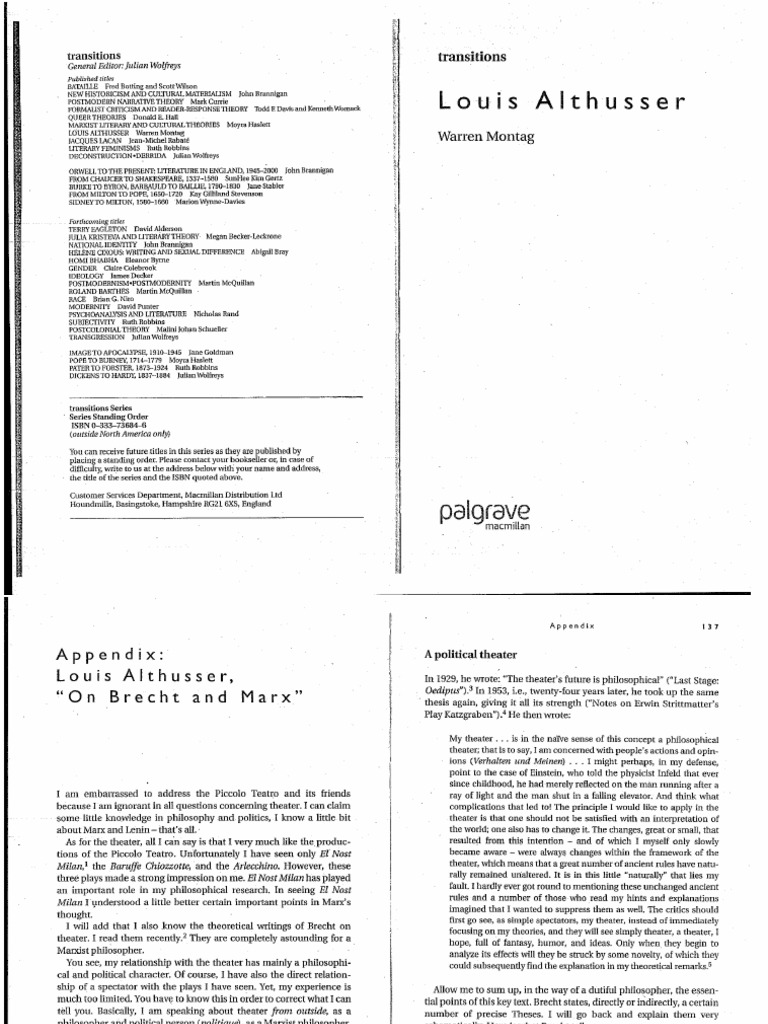 Louis Althusser On Brecht and Marx | PDF