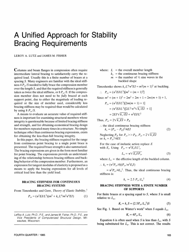 A Unified Approach For Stability Bracing Requirements | PDF | Buckling ...