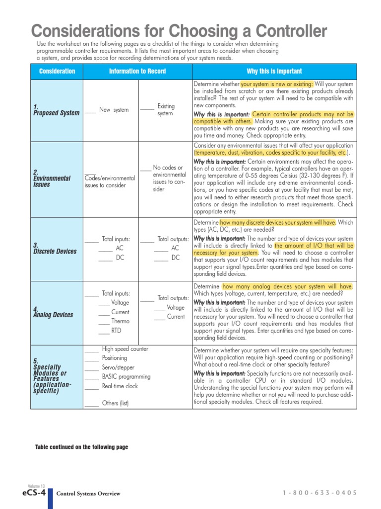Considerations for Choosing the Right Programmable Controller | PDF ...