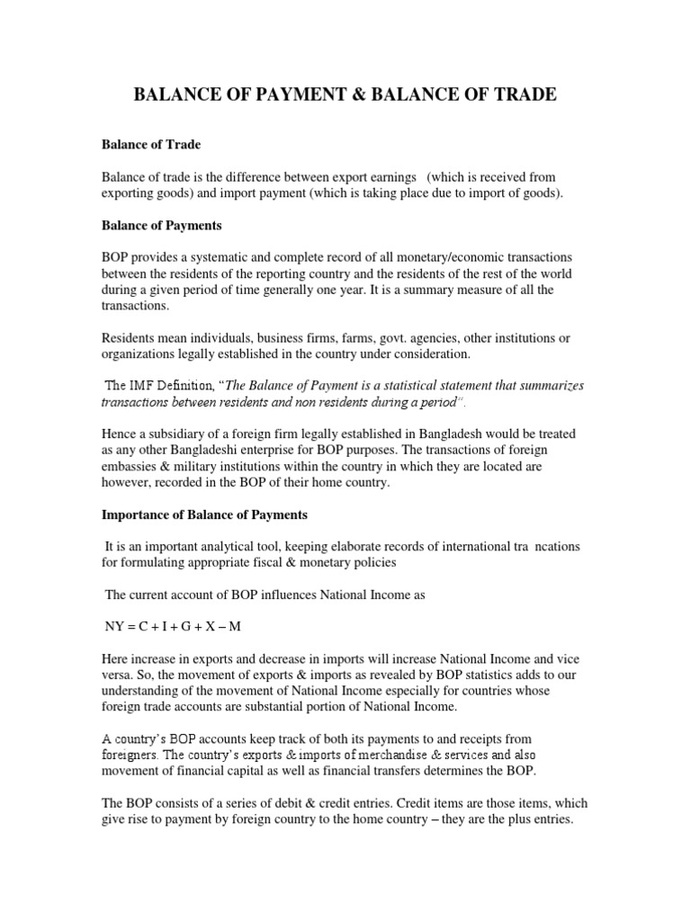 Balance of Payment | PDF | Current Account | Capital Account