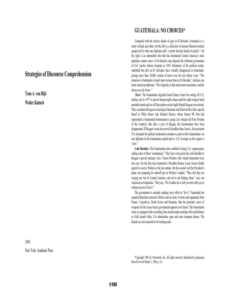 VAN DIJK-KINTSCH - Strategies of Discourse Comprehension | Download Free PDF | Conceptual Model ...