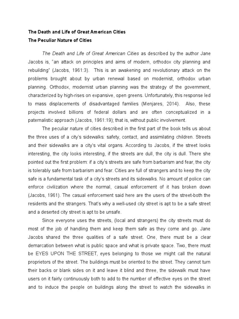 The Death and Life of Great American Cities As Described by The Author ...